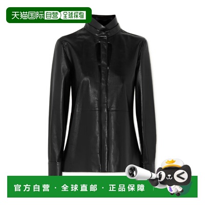 GIVENCHY 女士衬衫 BW60WR617Q001 SS2021 黑色 挖剪设计皮质罩衫