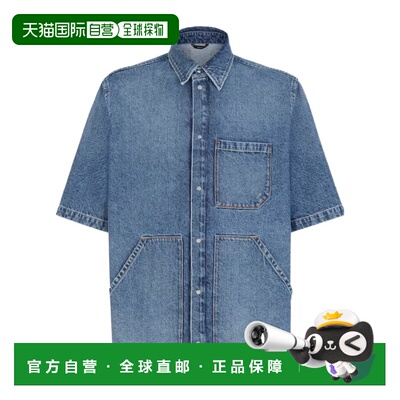 1h可退 奢淘 Fendi 短袖翻领牛仔衬衫 男 FW1315AS02休闲风
