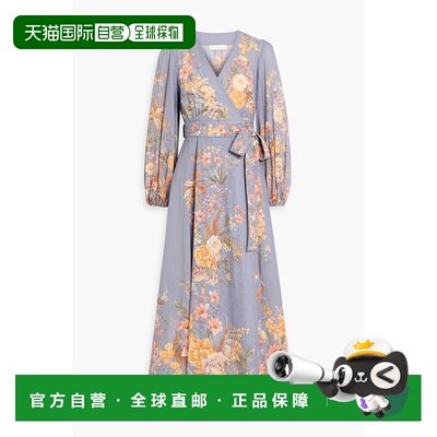 1h可退 潮奢 ZIMMERMANN 女士 印花棉纱中长缠绕式连衣裙 1179DRS