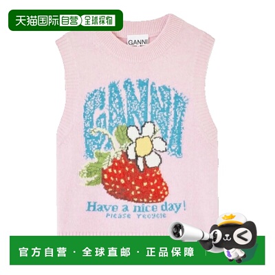 GANNI 甘尼 女士 草莓印花羊毛背心 A1180011