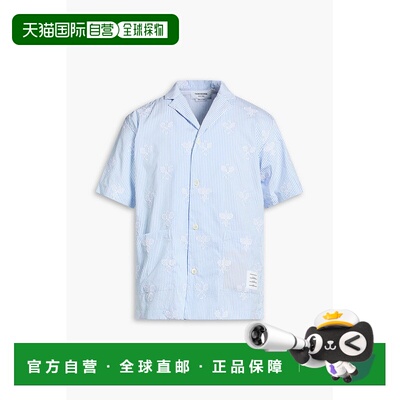 潮奢 Thom Browne 汤姆 布朗 男士 刺绣绉条纹衬衫 MWS310EE0360