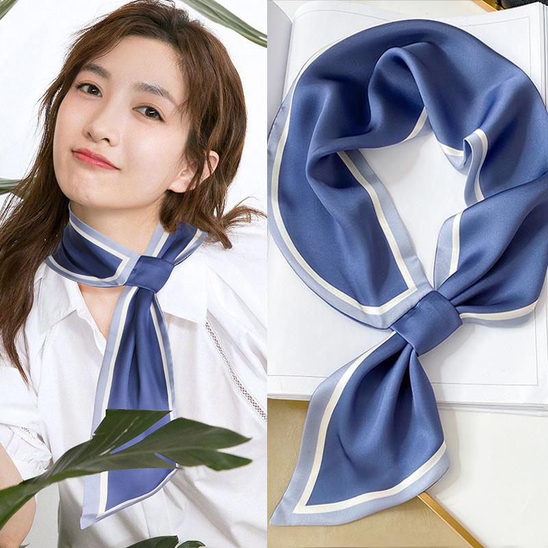 长条懒人小丝巾女韩版百搭小领巾秋冬款洋气时尚搭配衬衫纯色围巾_虎窝淘
