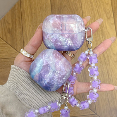 小清新人鱼姬流光紫色贝壳纹适用三星buds2pro保护壳Buds FE蓝牙耳机套live/pro耳机壳3pro太情侣软壳创意潮