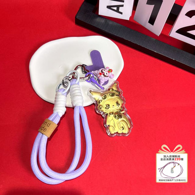 足金999黄金20mg摩托库洛米招财送礼物手机链挂绳钥匙扣车载挂件