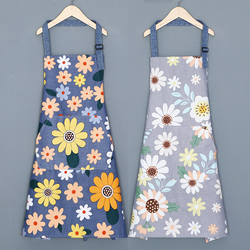 家用厨房围裙女夏季薄款透气纯棉2021新款做饭可爱帆布工作服男_虎窝淘