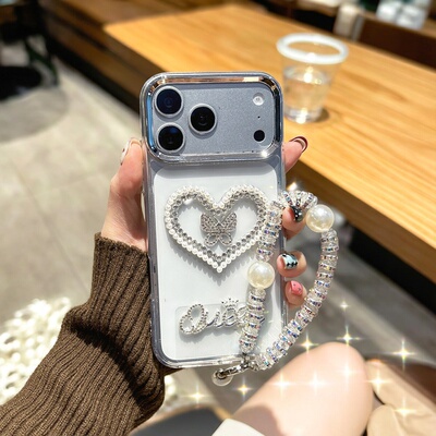 立体珍珠爱心蝴蝶适用于谷歌GooglePixel10手机壳9A透明Pixel5XL水钻英文字母8pro电镀镜框6A保护套7A手链4女