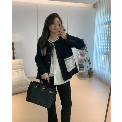 【胖佳佳】金标~流光梦境 撞色小香风外套气质名媛开衫P623Z06863