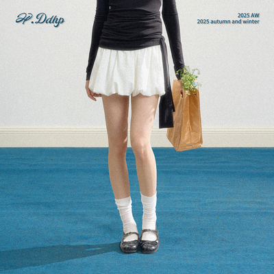 褶皱花苞蓬蓬短裙裤早秋设计感