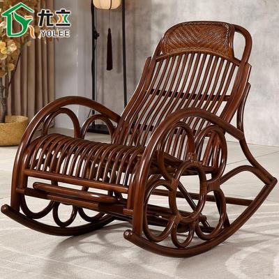 家用真藤编摇椅单人藤椅沙发 阳台大人躺椅休闲老人靠背椅子凉椅