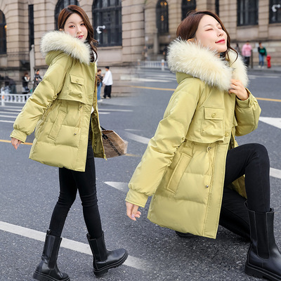 新款修身羽绒服女中长款大毛领派克加厚保暖防寒连帽冬季时尚百搭