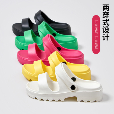 夏季休闲两穿5CM厚底穿耐磨女鞋
