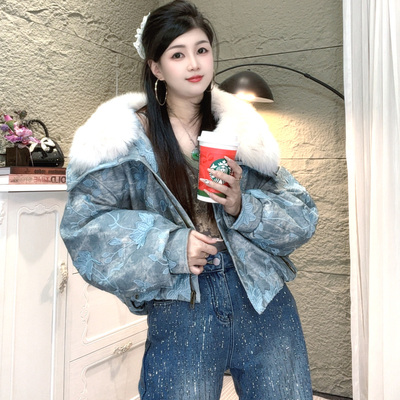 轻奢女装貉毛领羽绒皮衣外套