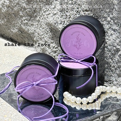 星野派原创｜高级奶油紫色牛皮绳圆铁盒订婚领证喜糖盒婚礼伴手礼