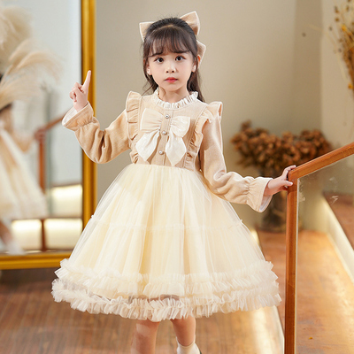 女童公主裙秋冬款2025新款洋气小女孩裙子秋装加绒儿童秋季连衣裙