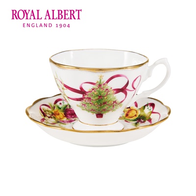 Royal Albert阿尔伯特 老镇玫瑰圣诞系列茶杯咖啡杯碟套装