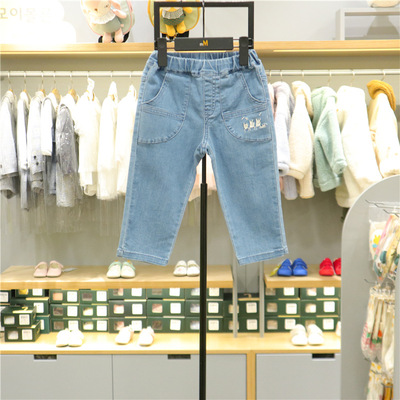 韩国童装男女童春秋款裤子牛仔裤休闲宽松版童裤XF322301
