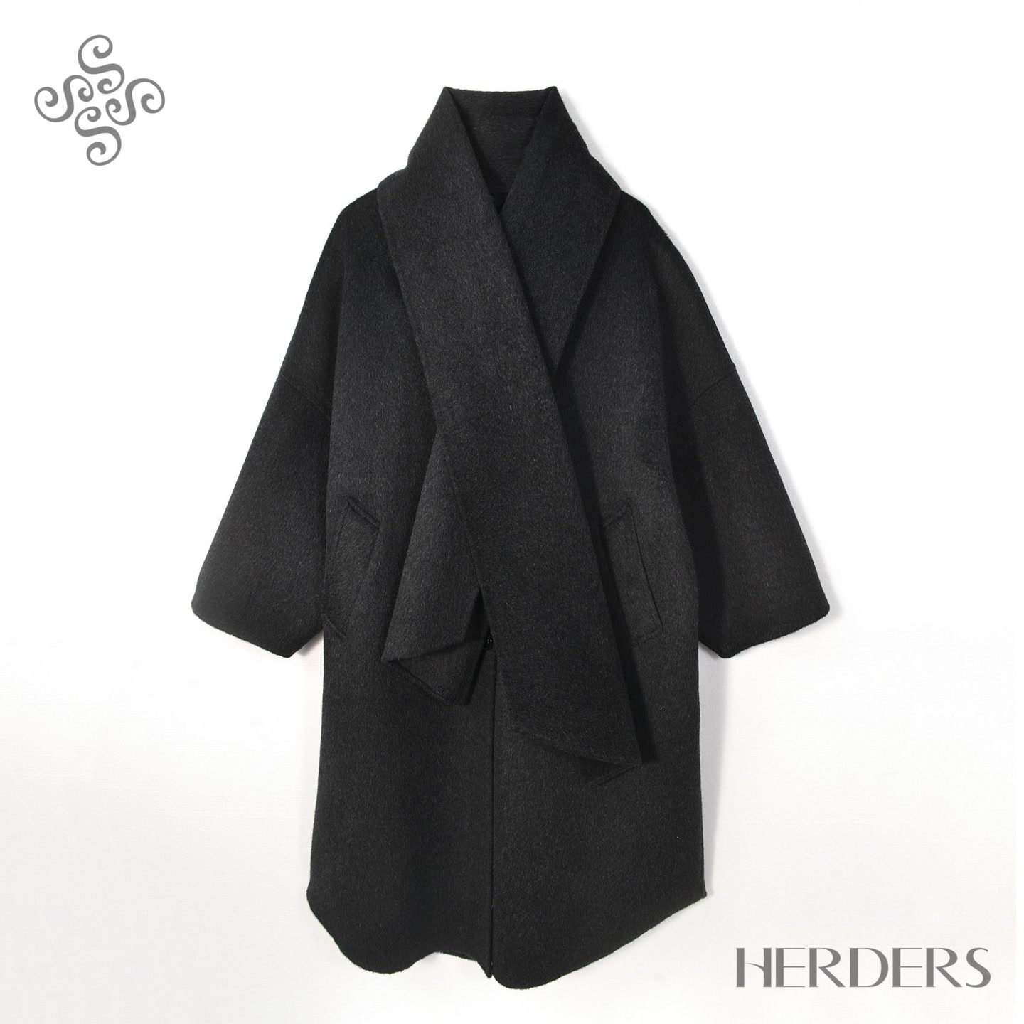 HERDERS 中长款宽松羊毛大衣女士外套 32057