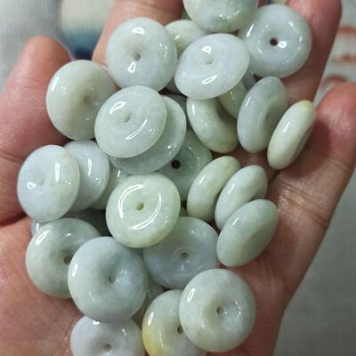 天然A货翡翠平安扣吊坠卡17mm