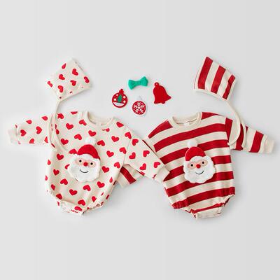 Baby Christmas fleece jumpsuit with hat included圣诞服帽子