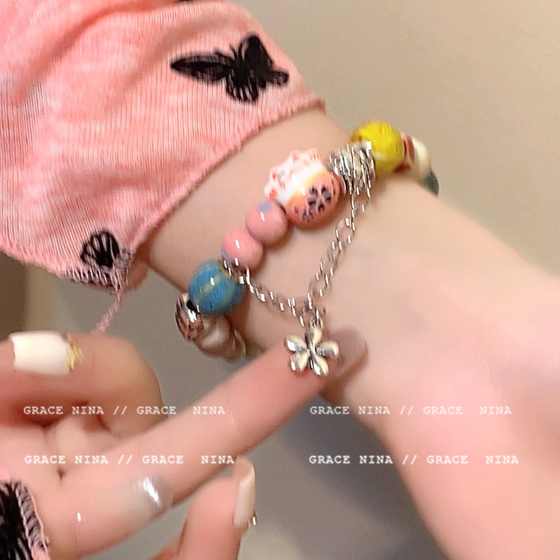 好运传递~招财猫流苏手链女轻奢小众精致可爱手串2026年新款手饰