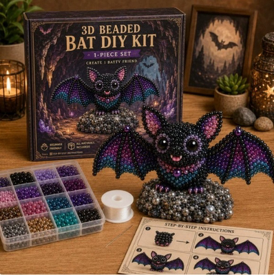 跨境新款3D Beaded Skeleton DIY Kit 3D串珠蝙蝠骷髅河马DIY套装