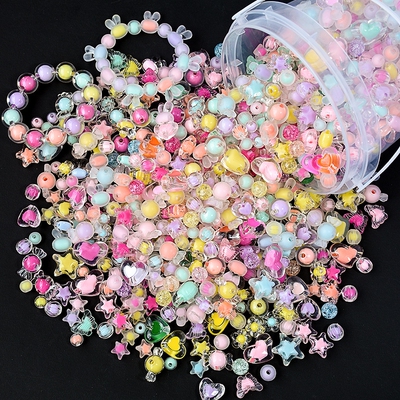 串珠手工diy材料珠子散珠手链儿童散装彩色水晶手串饰品配件彩珠