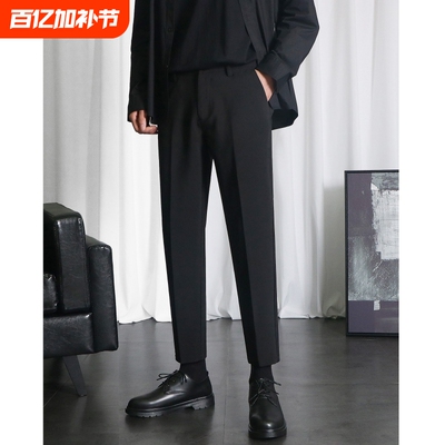 四季通勤小西裤男修身直筒加绒