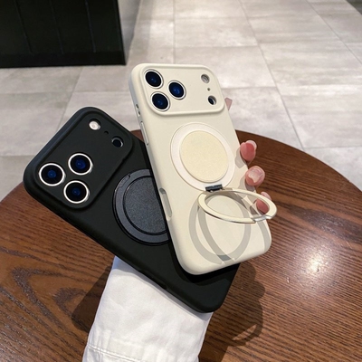 清新纯色液态支架旋转防摔苹果17oromax手机壳适用 iPhone16pro防摔15 max硅胶14/13防摔软壳十七Air硅胶套