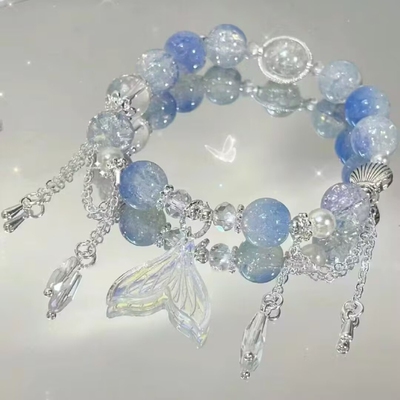义梦人鱼陷落鱼尾流苏蝴蝶手链女高级感简约轻奢手串梦蝶手饰串珠