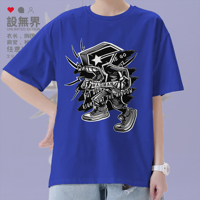 黑白潮酷怒吼机械主宰者短袖T恤