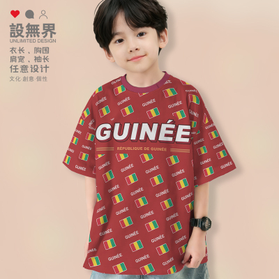 几内亚Guinea国旗标志速落肩T恤