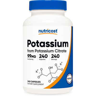 现货美国Nutricost potassium柠檬酸钾 钾元素 99毫克 240粒胶囊