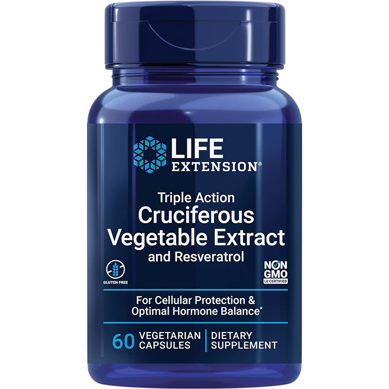 现货美国LifeExtension十字花科西兰花提取物含白藜芦醇DIM猫爪草