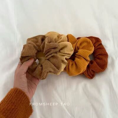 草莓青大肠发圈灯芯绒日韩条纹