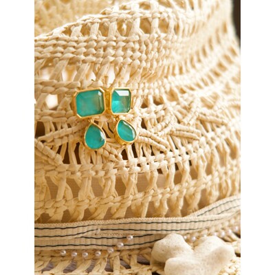 2026朝慕newmoon/帕拉伊巴蓝绿方糖耳环女高级设计感小众气质耳饰