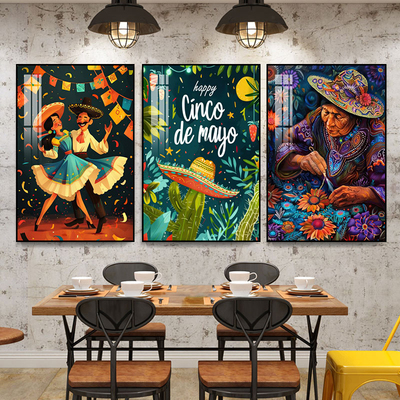 墨西哥美食餐厅装饰画民俗民族风情饭店餐馆壁画酒店民宿艺术挂画