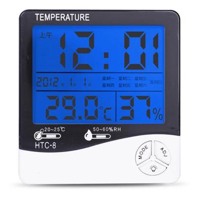 室内数显电子温湿度计htc-8夜光闹钟高精度婴儿房干湿家用温度表