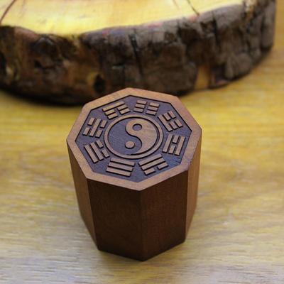 2026雷击枣木印章八卦先天伏羲后天太极手工单面雕刻摆件随身精雕