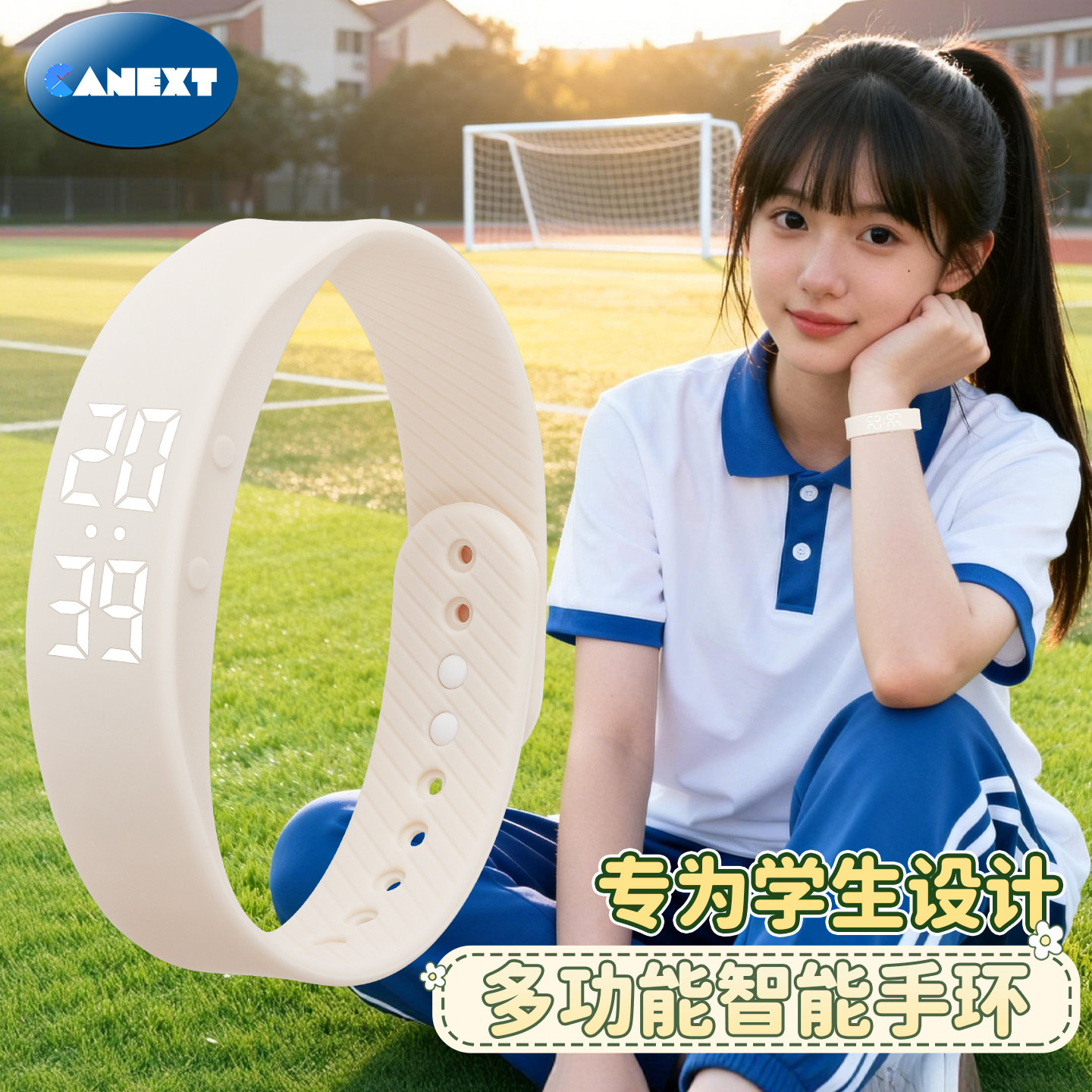智能手环女款多功能充电宿舍起床强力叫醒无声震动闹钟学生电子表