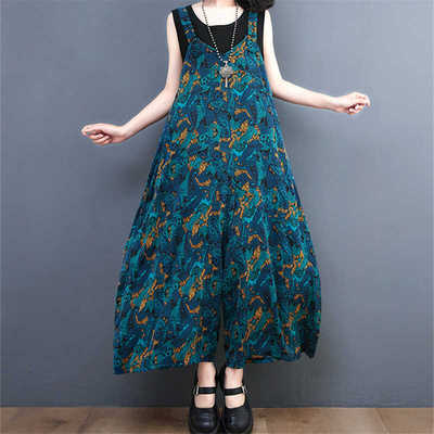 洋气背带薄款宽松大码长裤阔腿裤