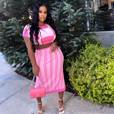 紧身上衣长裙时尚印花休闲套装