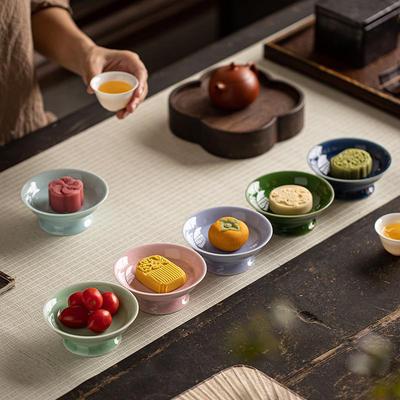 中式茶点盘高脚水果盘禅意供佛盘复古零食点心干果月饼盘订婚摆盘