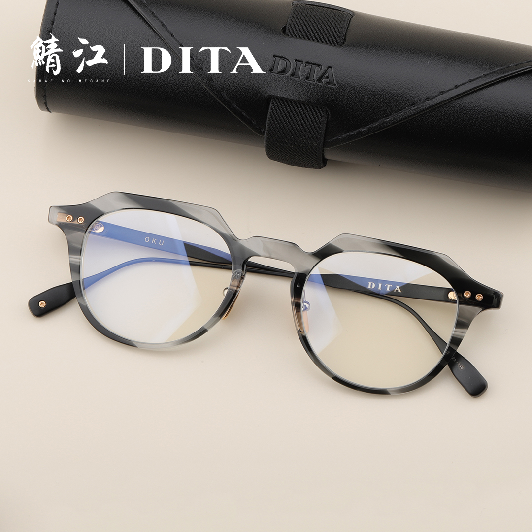 DITA眼镜OKU日本手作男款全框纯钛复古商务休闲近视镜架女 DTX419_虎窝淘