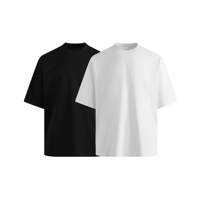 ESAT 双色7A抗菌廓形棉锦圆领短袖T黑白