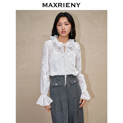 【奥莱】MAXRIENY浪漫宫廷复古感提花上衣