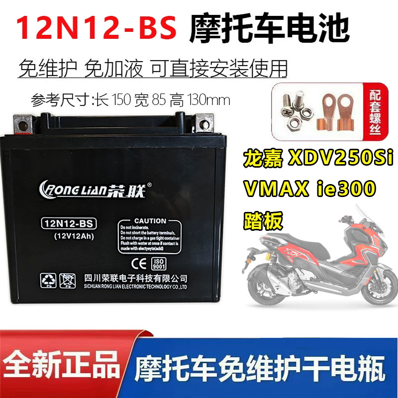 龙嘉XDV250Si VMAX ie300踏板摩托车原厂配套电瓶12V12A蓄电池