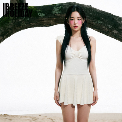 breezeholiday连体裙式泳衣女高级感纯欲度假绝美遮肉显瘦泳装