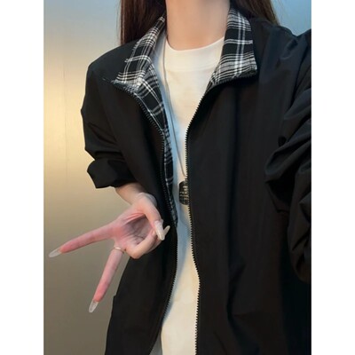 fitcheck美式格子拼接夹克男款春