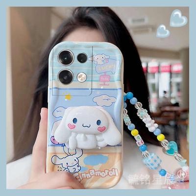 新款玉桂狗适用OPPOReno8手机壳Reno8Pro+全包Reno7SE硅胶Reno6Pro十带支架的5手挂绳5k防摔可爱软壳超好看女