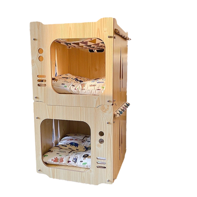 猫舍木质猫窝猫房子猫别墅木箱双层别墅四季通用吊床积木组合